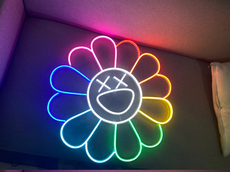 Flower Ft Kaws LED Neon Sign Sunflower Neon Kaws Neon | Etsy