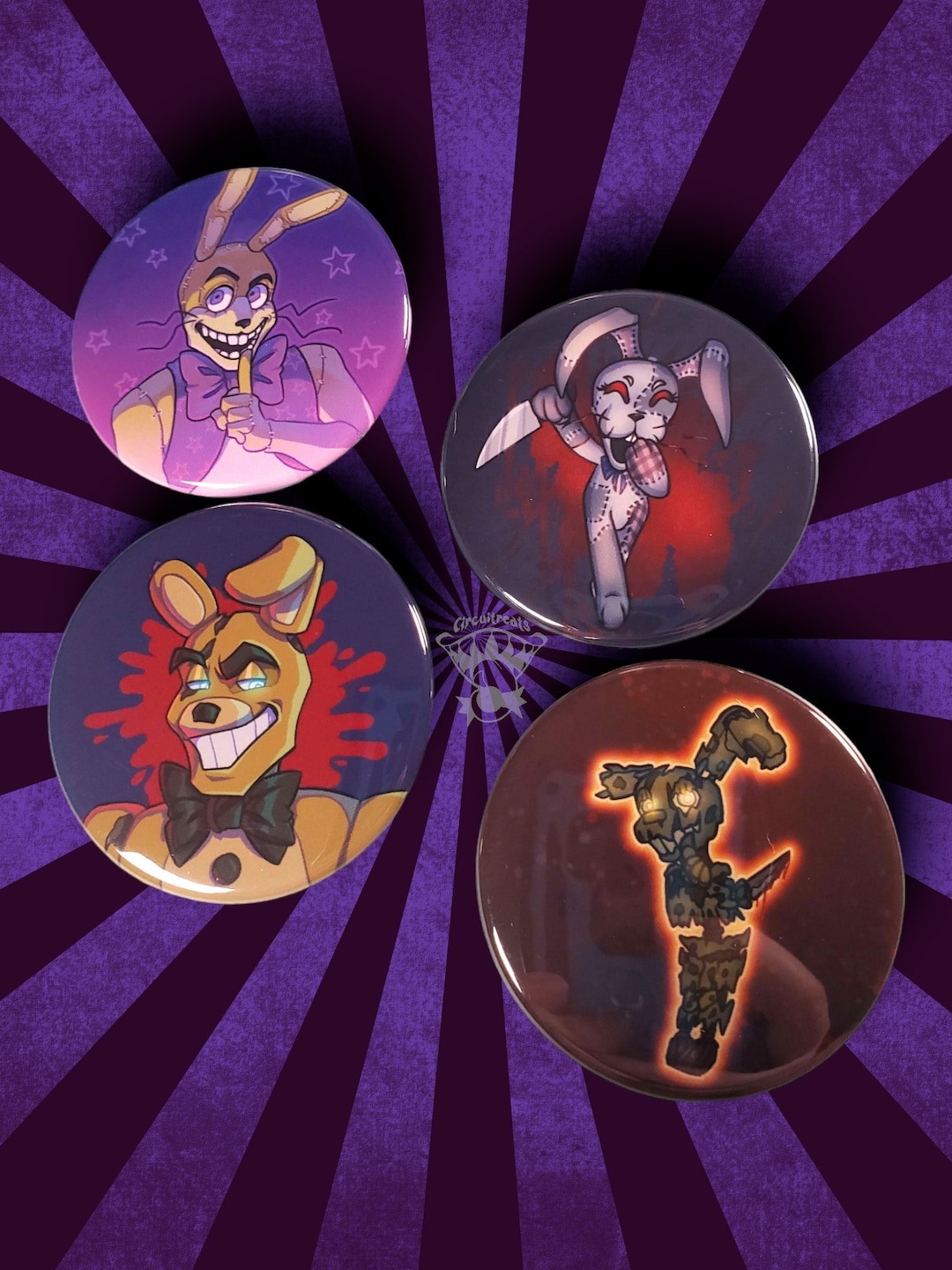 FNAF Button Badge 1.75in Springtrap Glitchtrap Vanny Springbonnie Video ...