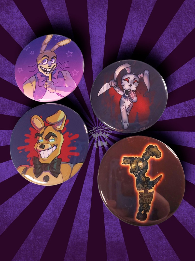 FNAF Button Badge 1.75in Springtrap Glitchtrap Vanny Springbonnie Video ...