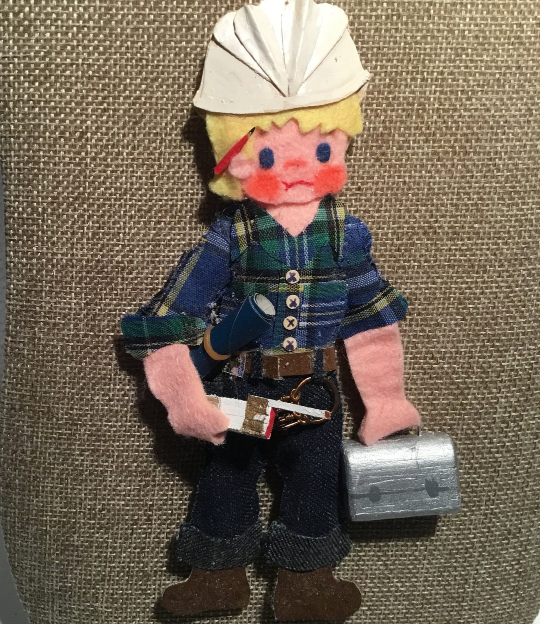 Construction Contractor Stuffed Felt Holiday Figurine Ornament - Etsy