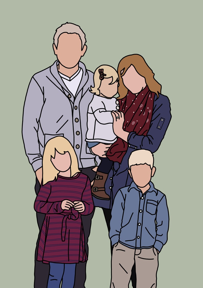 Outline Custom Portrait Photo Outline Digital Illustration - Etsy