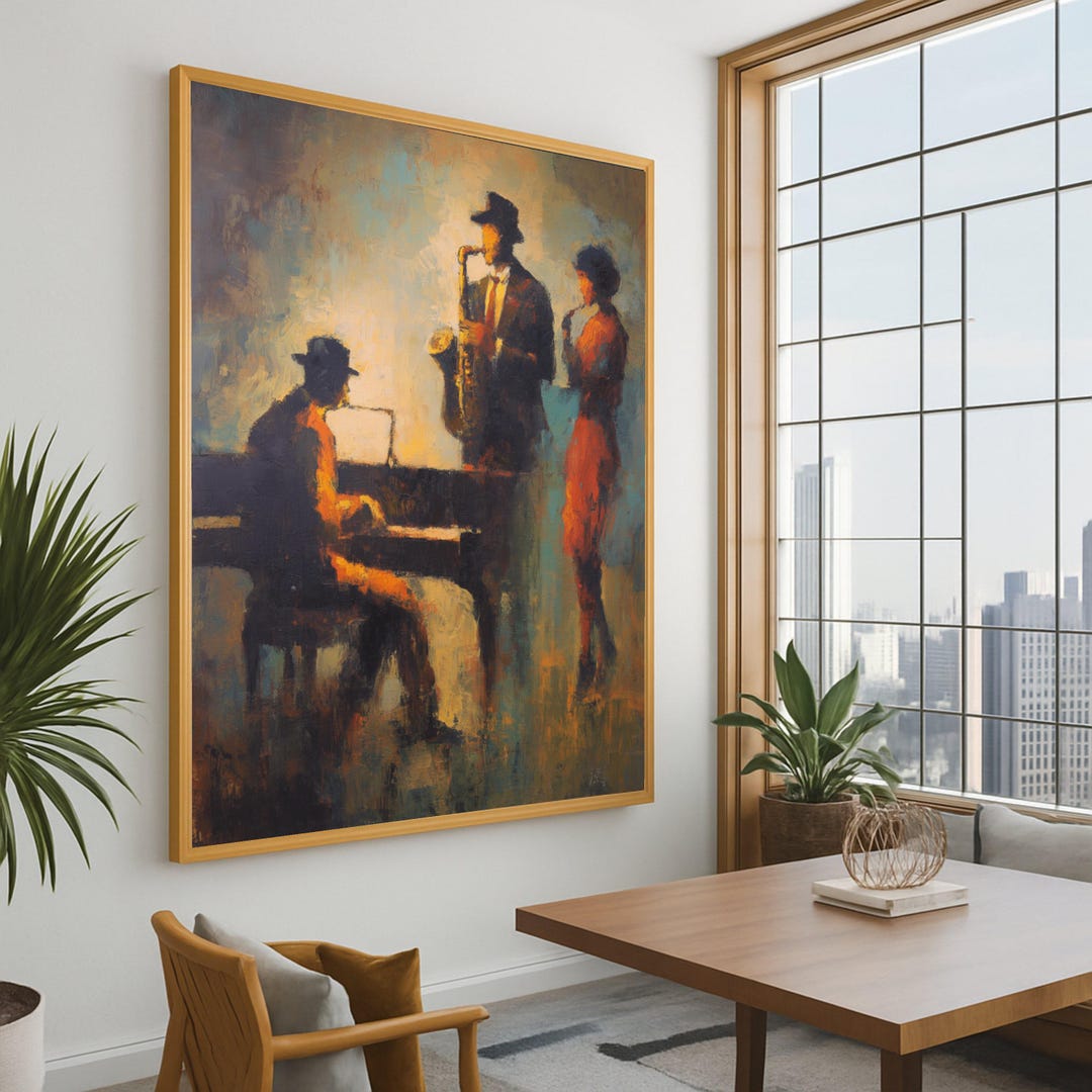 Vintage Jazz Trio Wall Art Canvas – Classic Music Scene Decor ...