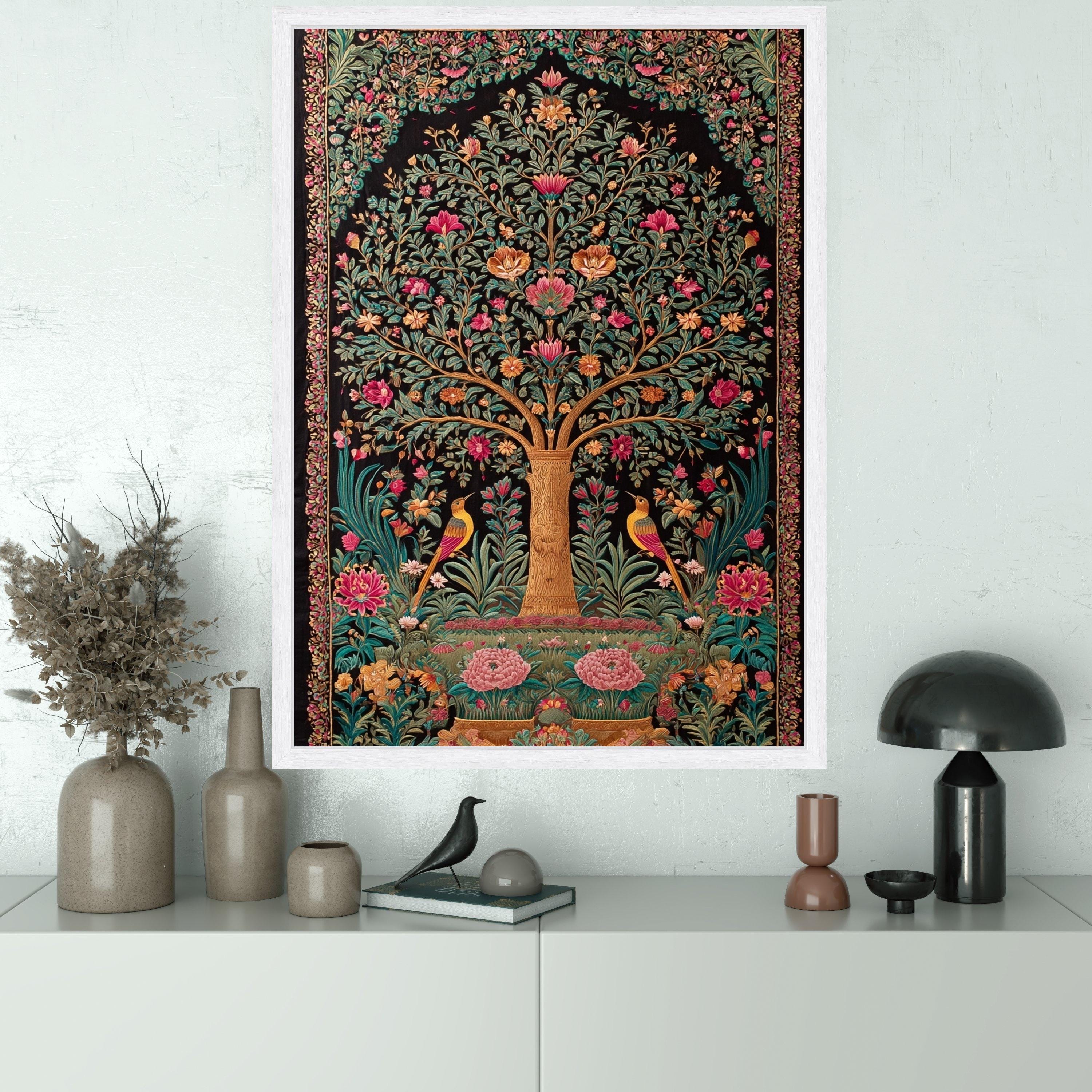 Vintage Tree of Life Canvas Wall Art, Floral Botanical Design, Ornate ...