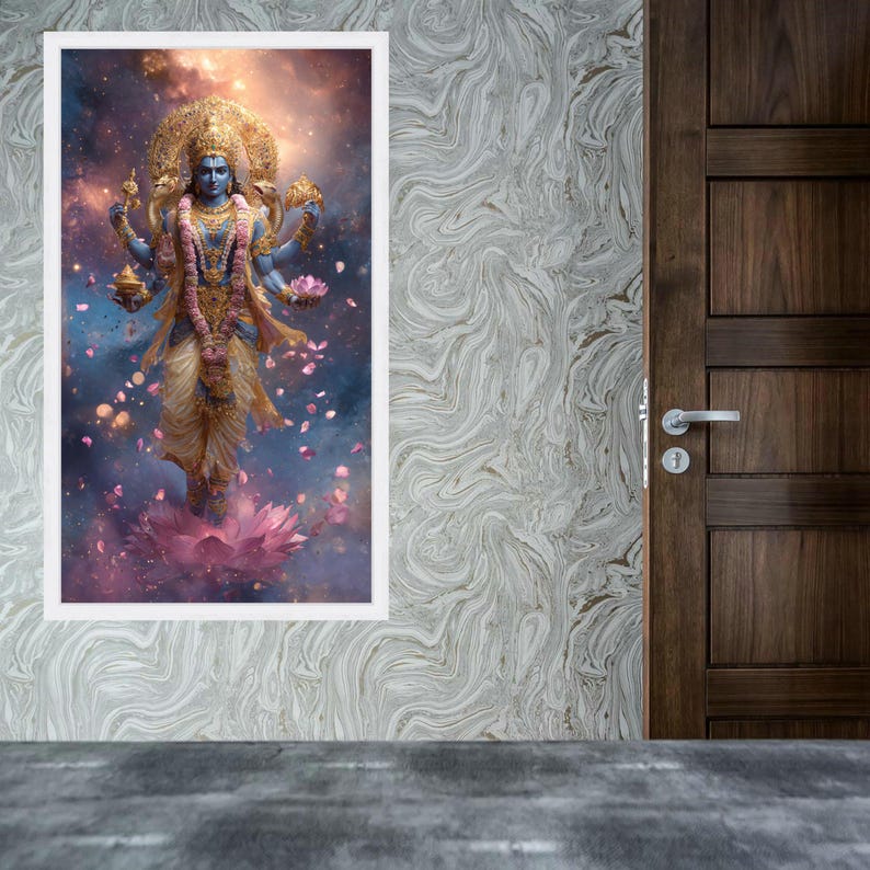Divine Lord Vishnu Canvas Wall Art, Hindu God Decor, Spiritual ...