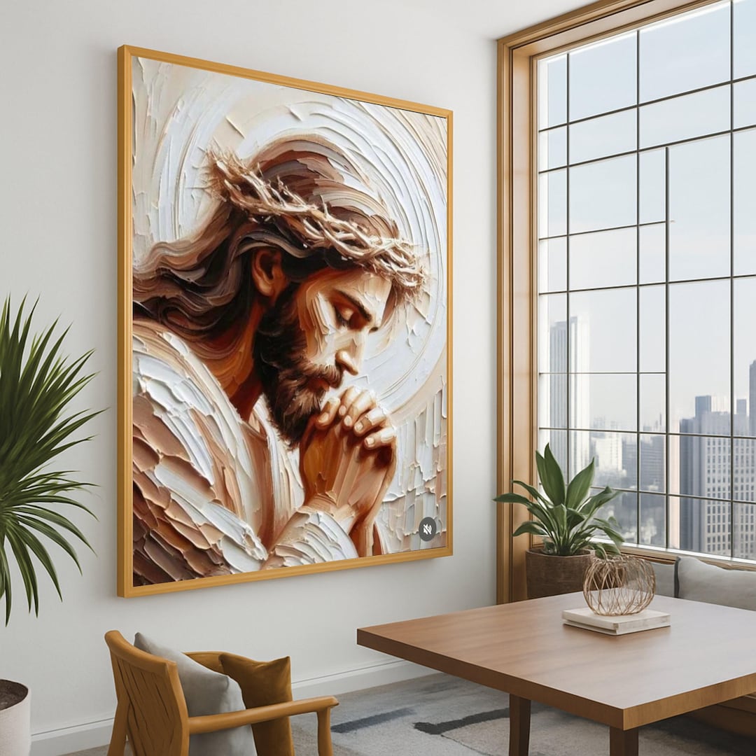 Praying Jesus Canvas, Religious Wall Art, Spiritual Christian Canvas ...