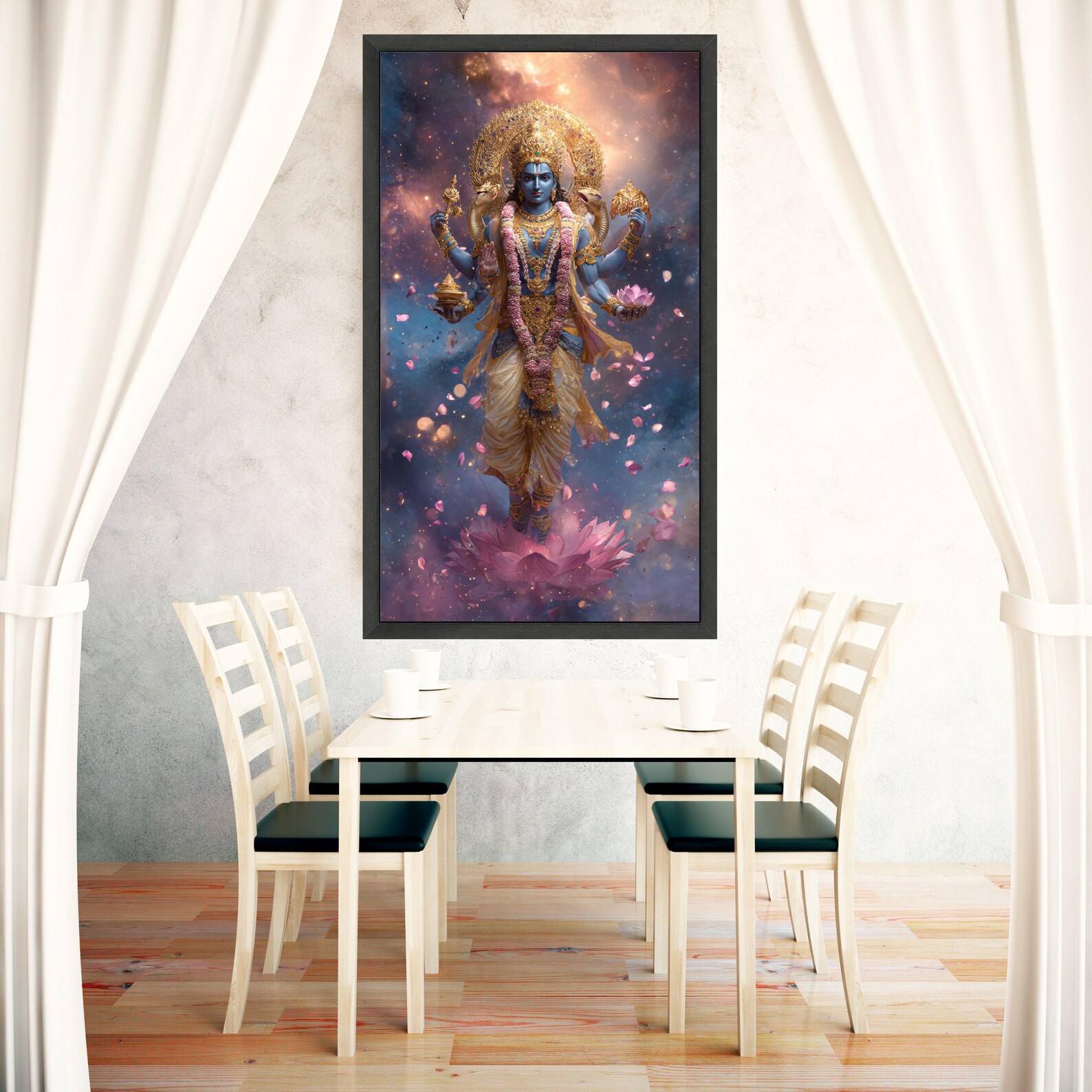 Divine Lord Vishnu Canvas Wall Art, Hindu God Decor, Spiritual ...