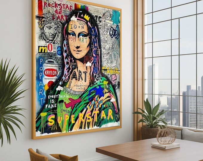 Modern Mona Lisa Wall Art Print - Renaissance Punk Pop Art Poster ...