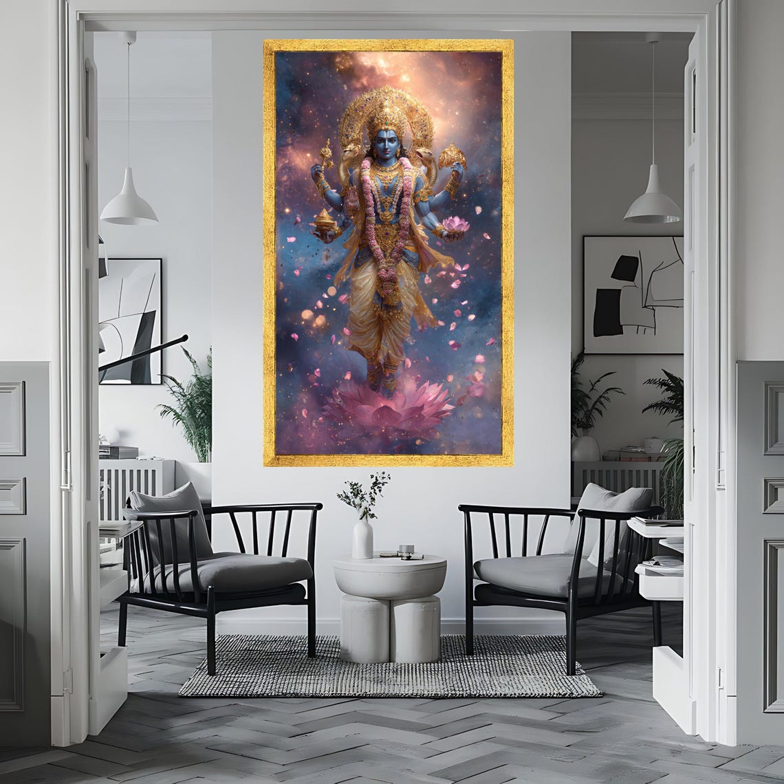 Divine Lord Vishnu Canvas Wall Art, Hindu God Decor, Spiritual ...