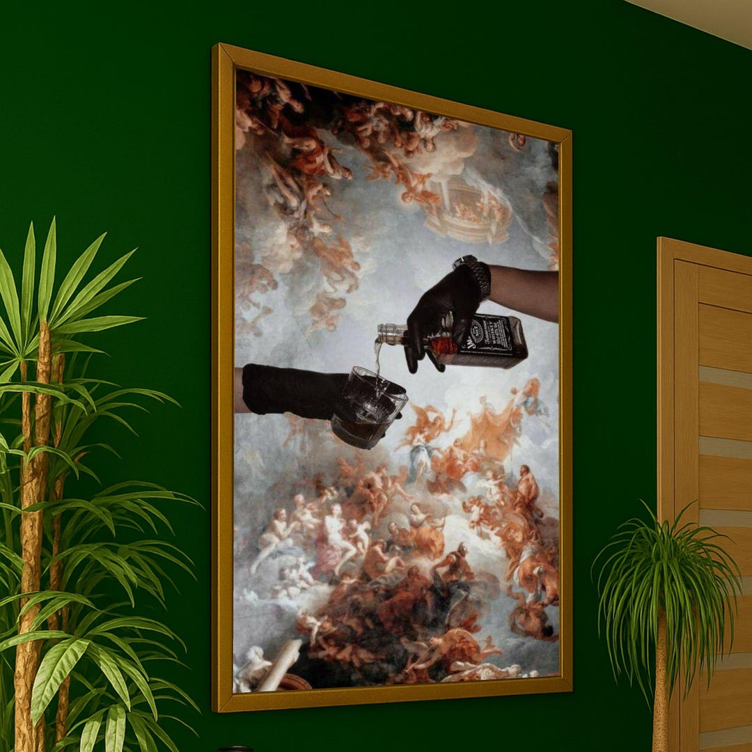 Baroque Whiskey Pour Canvas, Renaissance Clouds & Angels Wall Art ...