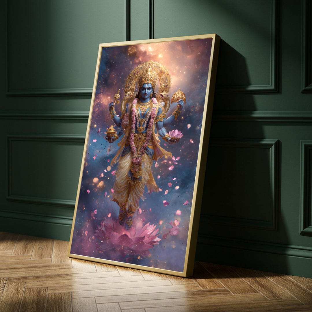 Divine Lord Vishnu Canvas Wall Art, Hindu God Decor, Spiritual ...