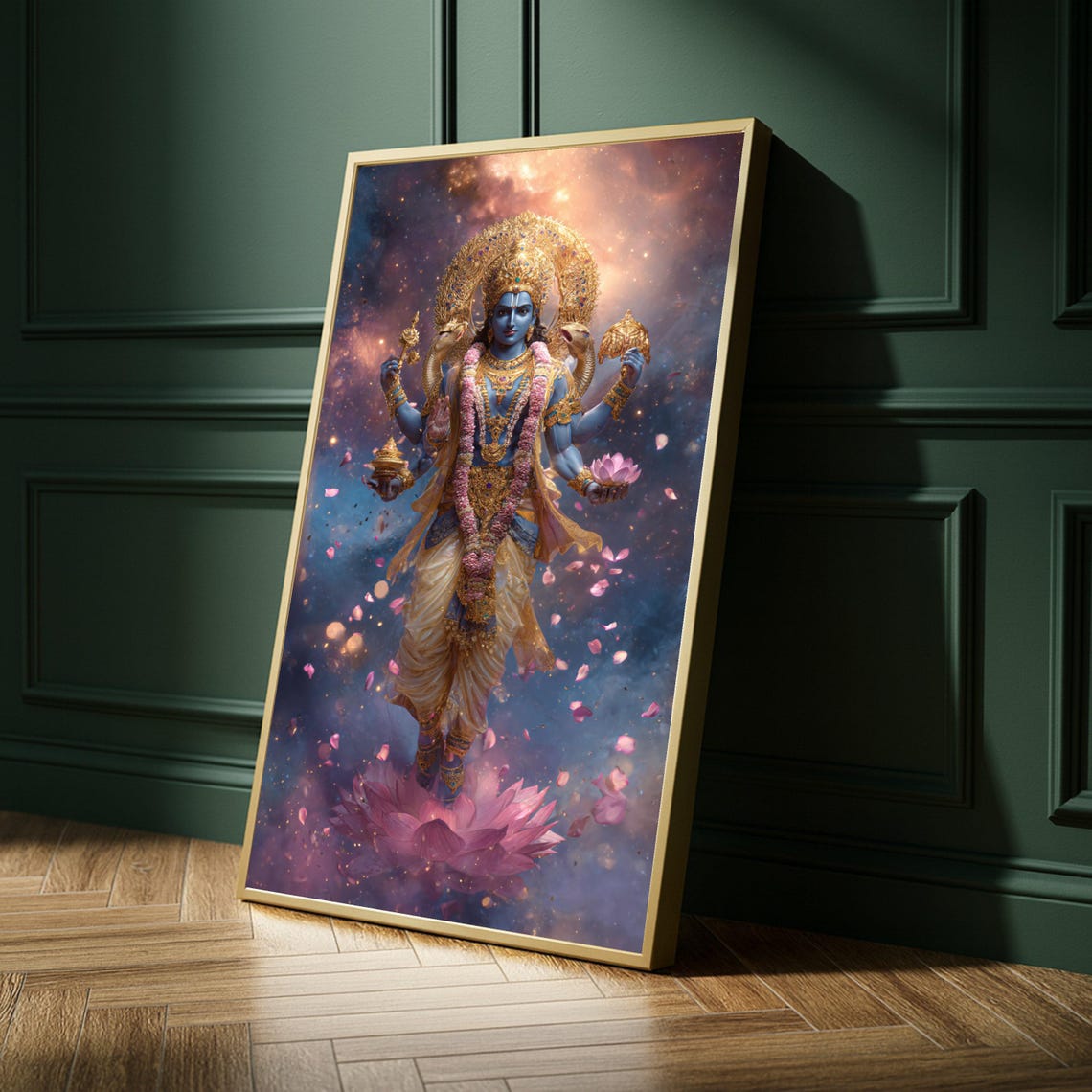 Divine Lord Vishnu Canvas Wall Art, Hindu God Decor, Spiritual ...