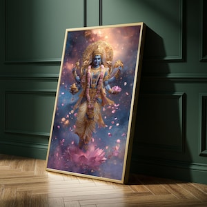 Divine Lord Vishnu Canvas Wall Art, Hindu God Decor, Spiritual ...