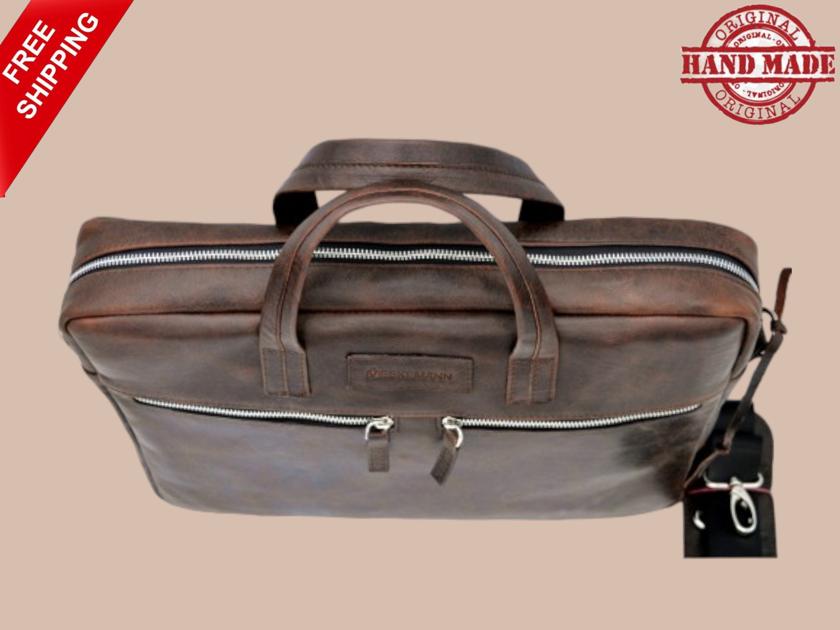 Customizable Men's Leather Briefcase, Sophisticated Business Satchel ...
