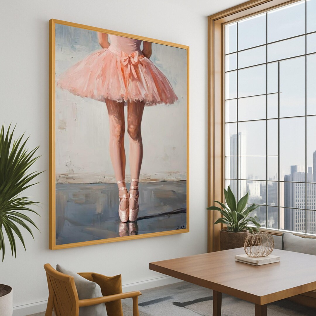Elegant Ballet Dancer Canvas Wall Art, Pink Tutu Art, Dance Studio ...