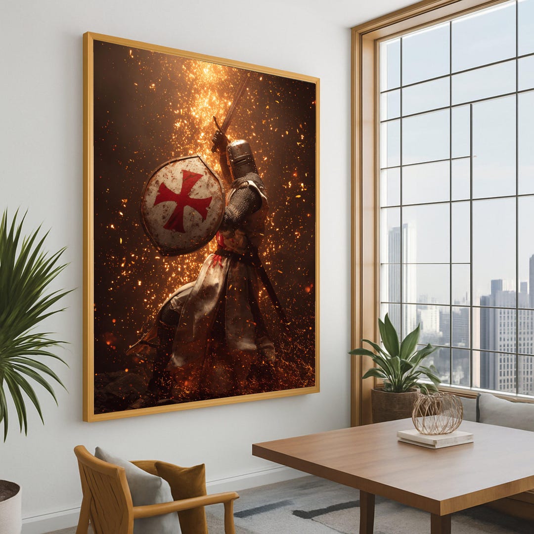 Medieval Knight in Battle Canvas Print – Armored Warrior Wall Decor ...