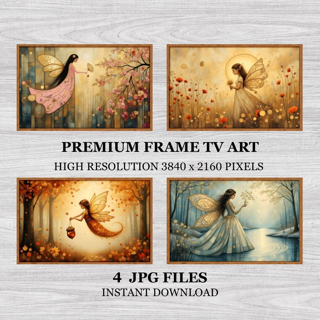 Enchanted Fairies Four Seasons Frame TV Art Set Whimsical Magical ...