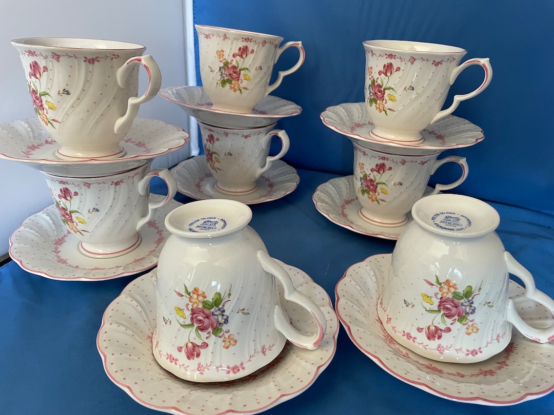 Nikko Pink Flower Pattern 8 Tea Cup and Saucer Sets - Etsy