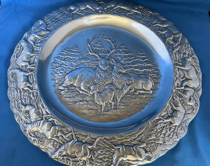 Arthur Court 14 Inch Elk Deer Pewter Round Serving Tray - Etsy