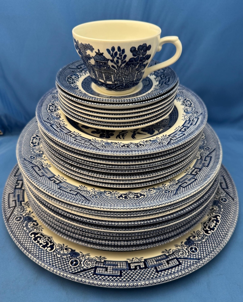 Churchill Staffordshire Fine English Tableware Willow Blue Plates - Etsy