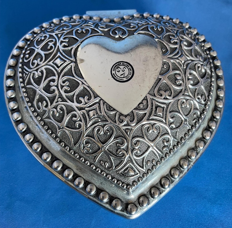 Godinger Heart Shaped Silverplate Jewelry Trinket Box - Etsy