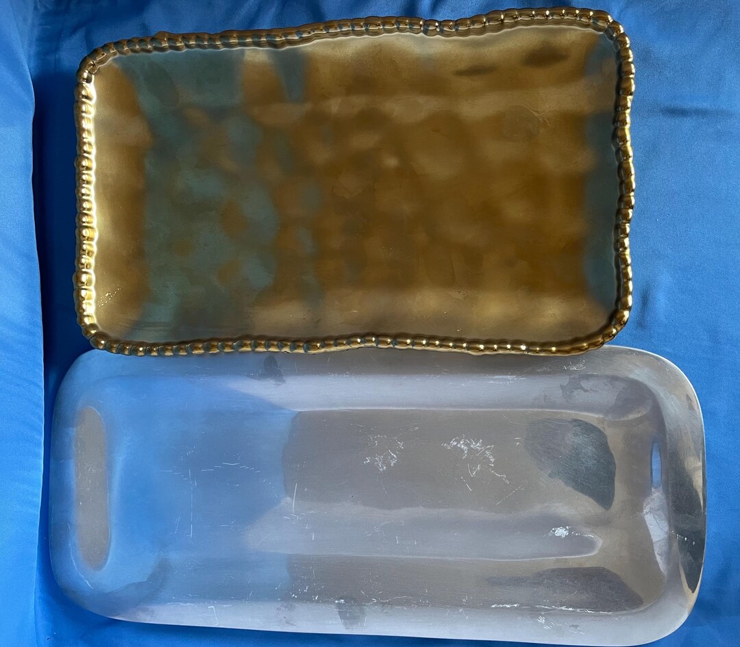 Nambe Aluminum Tray and Porcelain Rectangular Platter - Etsy