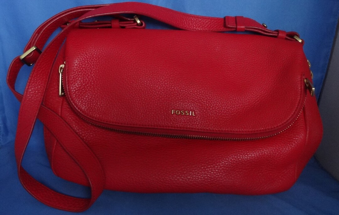 Fossil Genuine Leather Crossbody Shoulder Red Bag - Etsy