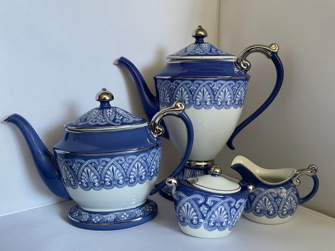 Bombay Blue and White Porcelain Tea Coffee Set - Etsy