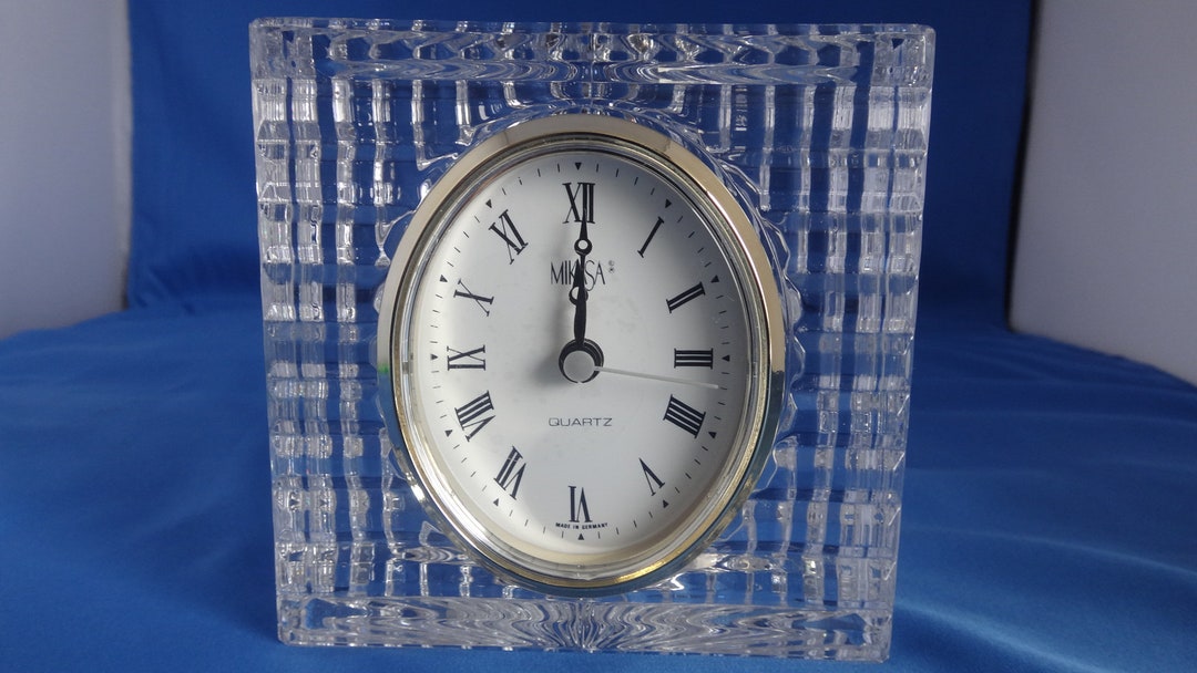Mikasa Crystal Desk Clock - Etsy