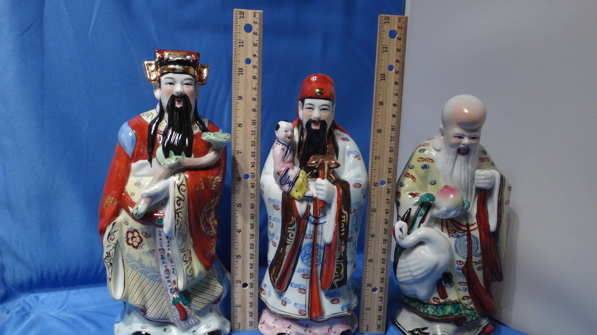 Vintage Porcelain Fu Lu Shou Figurines - Etsy