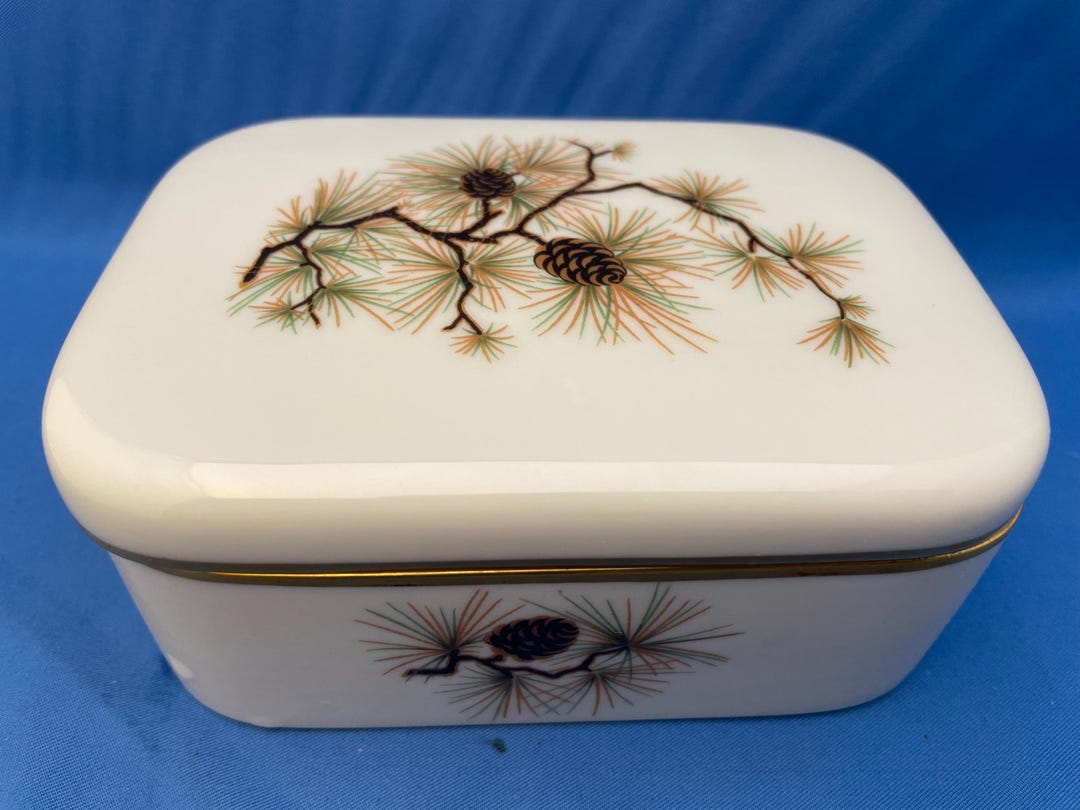Lenox Pine Pattern Porcelain Cigarette Trinket Box With Lid - Etsy