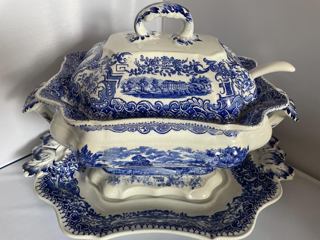 Svenska Slott Rorstrand Swedish Castle Blue and White Large Serving ...
