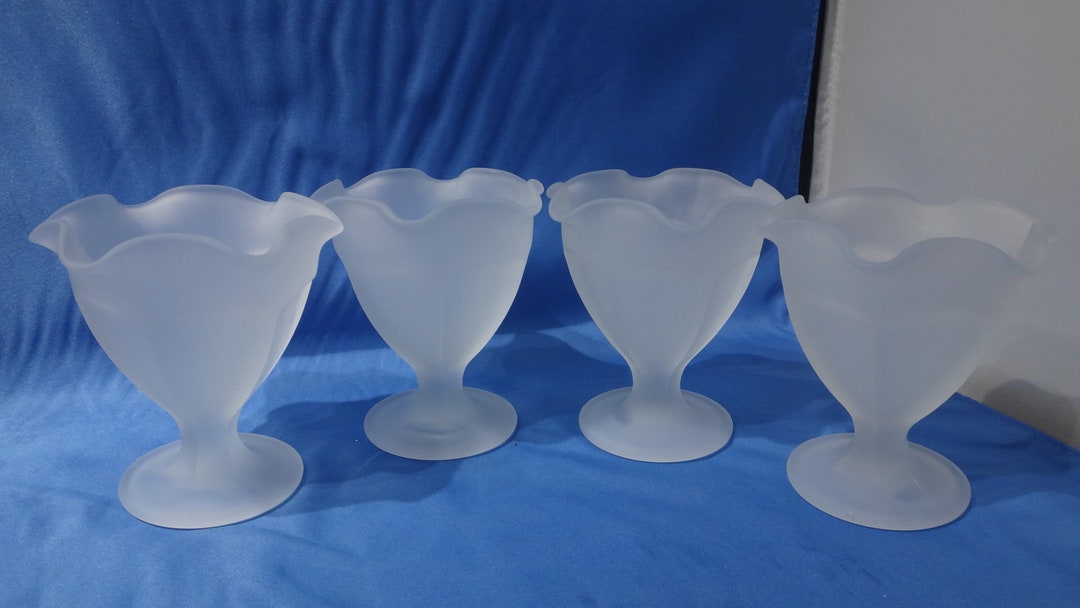 Frosted White Glass Sundae Cups Set of 4 - Etsy