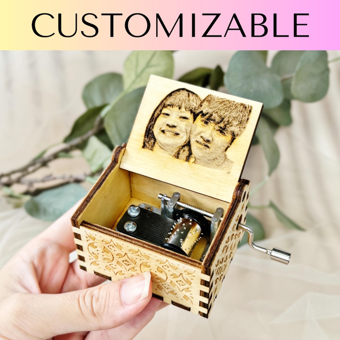 Personalized Hand-crank Music Box With Custom Engraving, Vintage Music ...