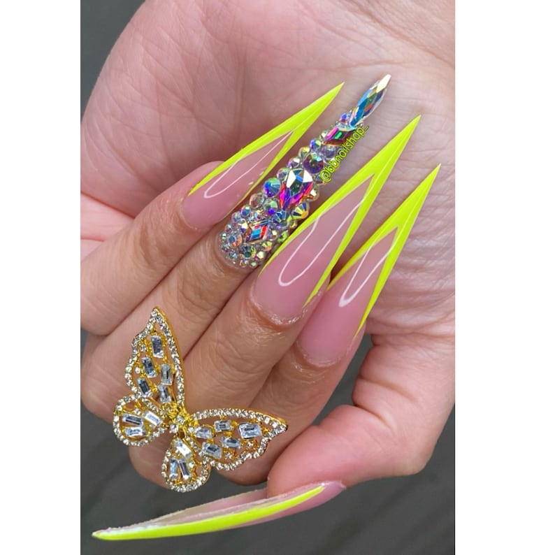 Neon V-french Set W/bling - Etsy