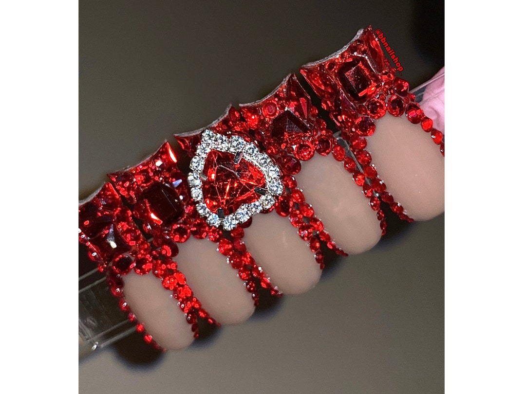 Red French Bling Set - Etsy
