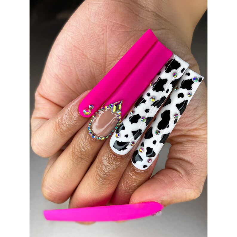 Matte Pink Cow Print Set - Etsy