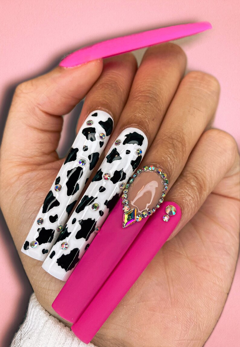 Matte Pink Cow Print Set - Etsy