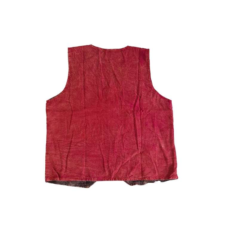 Mens Red Vest Patch Hippie Boho Festival Washed Handmade Ethnic ...