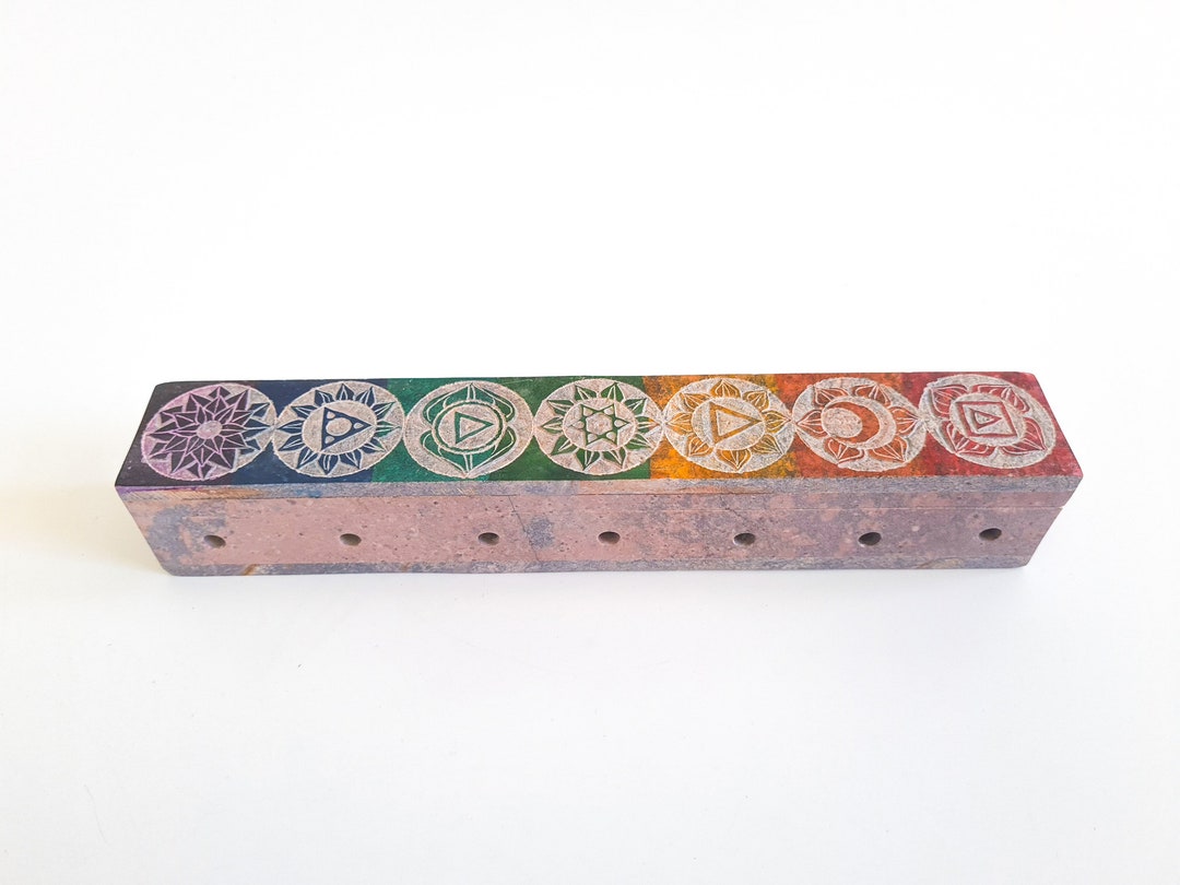 Handcarved Soapstone Incense Box Burner: 7 Chakra Design - Etsy