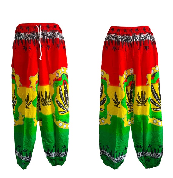 Rasta Weed Pants Cuffed Hippie Festival Bob Marley Unisex - Etsy
