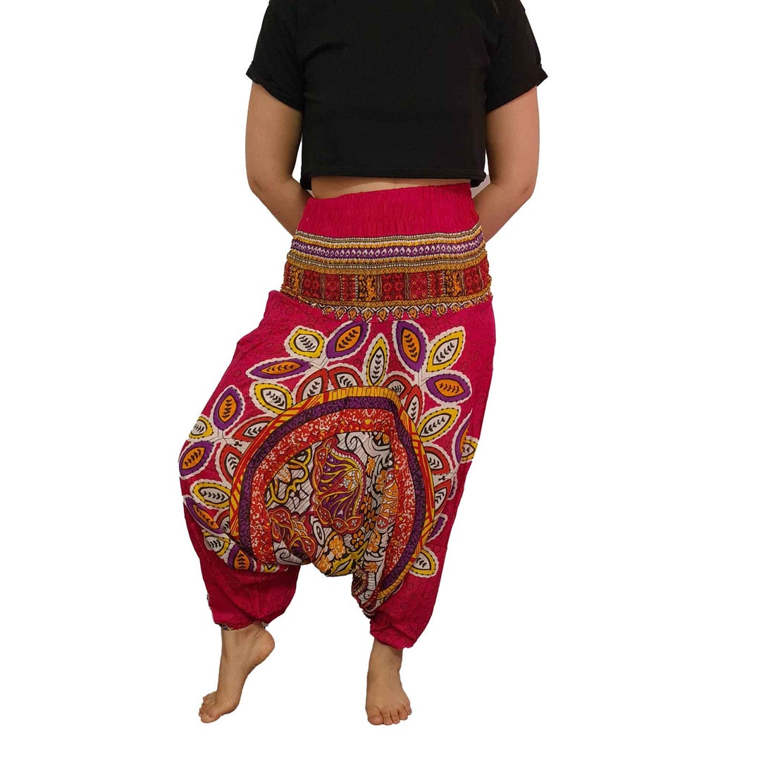 Pink Harem Pants, Boho Rayon Aladdin Trousers - Etsy