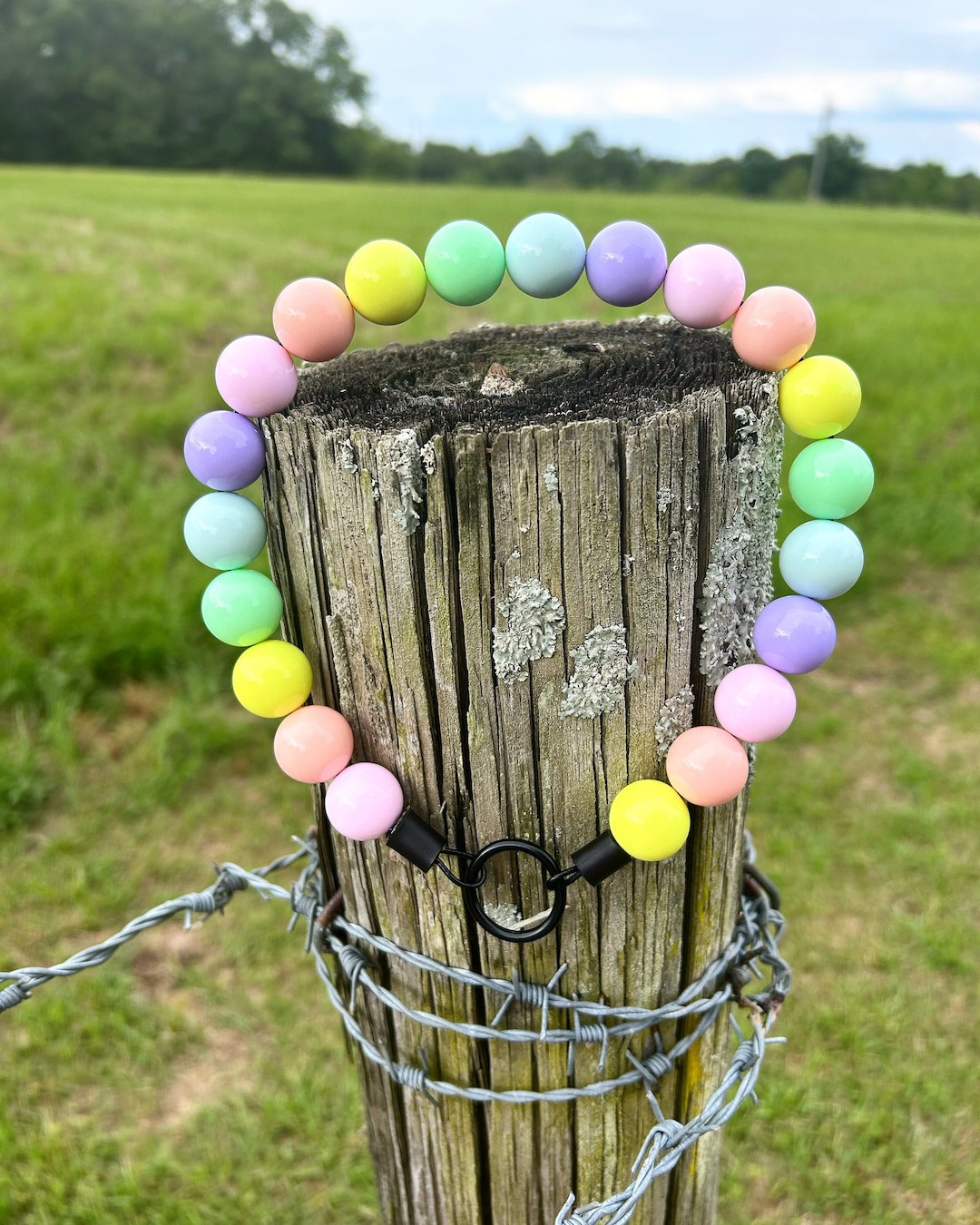 Pastel Rainbow - Beaded Collar, Durable Dog Necklace, Dog Pearls, Dog ...
