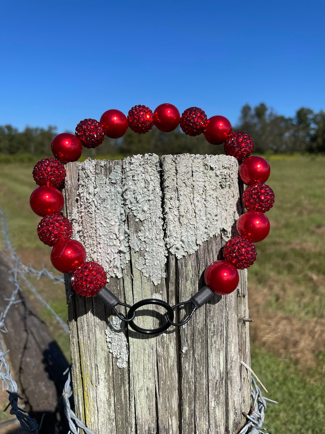 Ruby Red - Beaded Collar, Durable Dog Necklace, Dog Pearls, Christmas ...