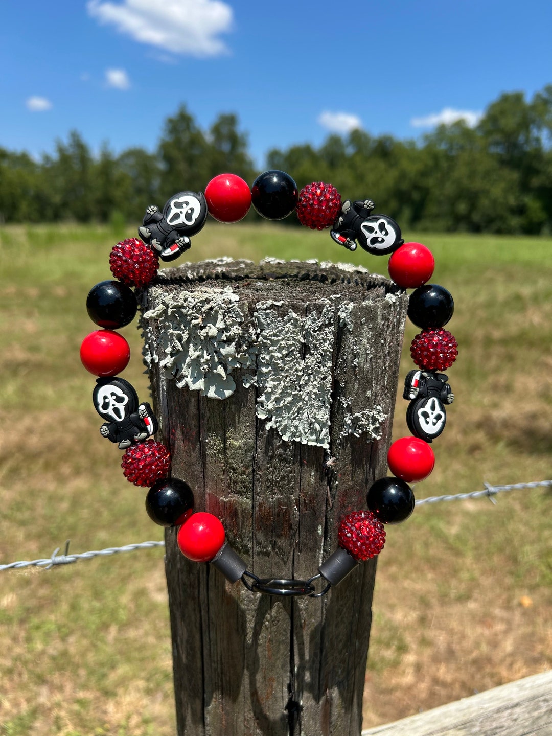 Scream ghost Face Beaded Collar, Durable Dog Necklace, Dog Pearls, Dog ...