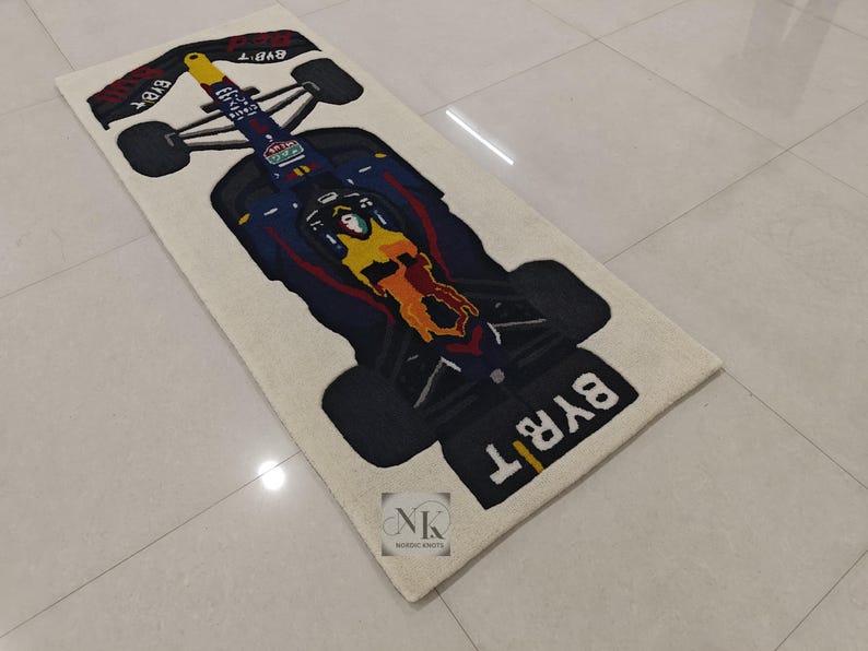 Hand-tufted Wool Red Bull Racing F1 Car Rug | Kids Room Rugs - Etsy