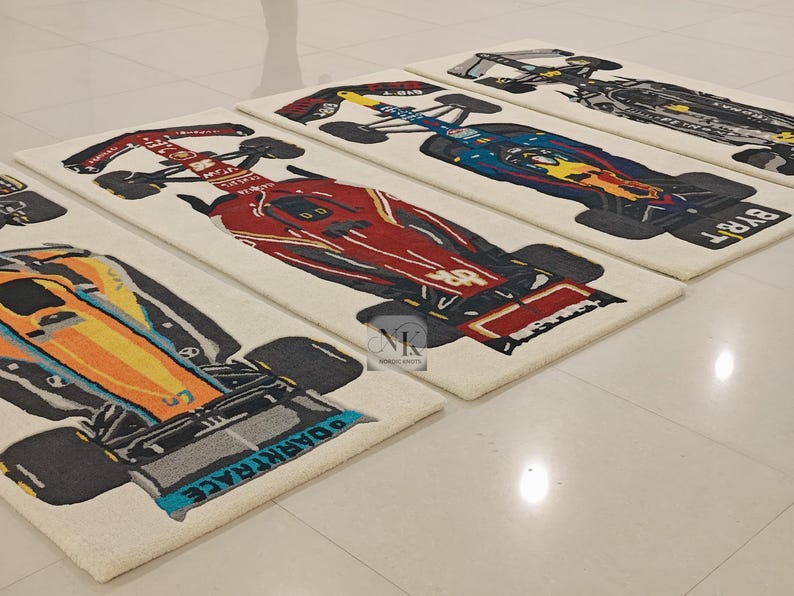 Hand-tufted Wool Red Bull Racing F1 Car Rug | Kids Room Rugs - Etsy
