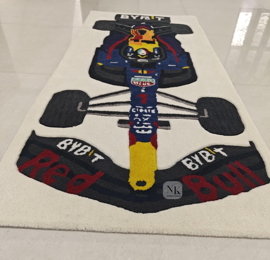 Red Bull Racing F1 Car Rug- Handcrafted Formula 1 Home Decor ...