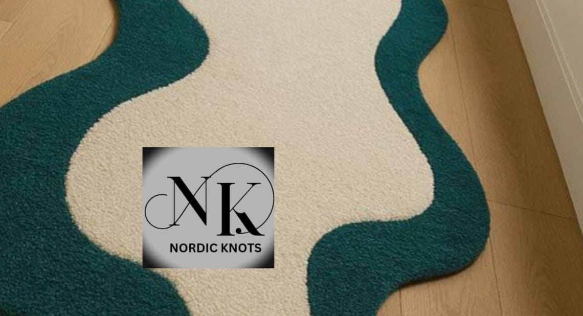 Wavy Hallway Runner Rug-modern Abstract Ripple Design in Deep Teal and ...