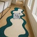Teal Wool Hallway Runner Rug: Modern Abstract Ripple Design - Etsy