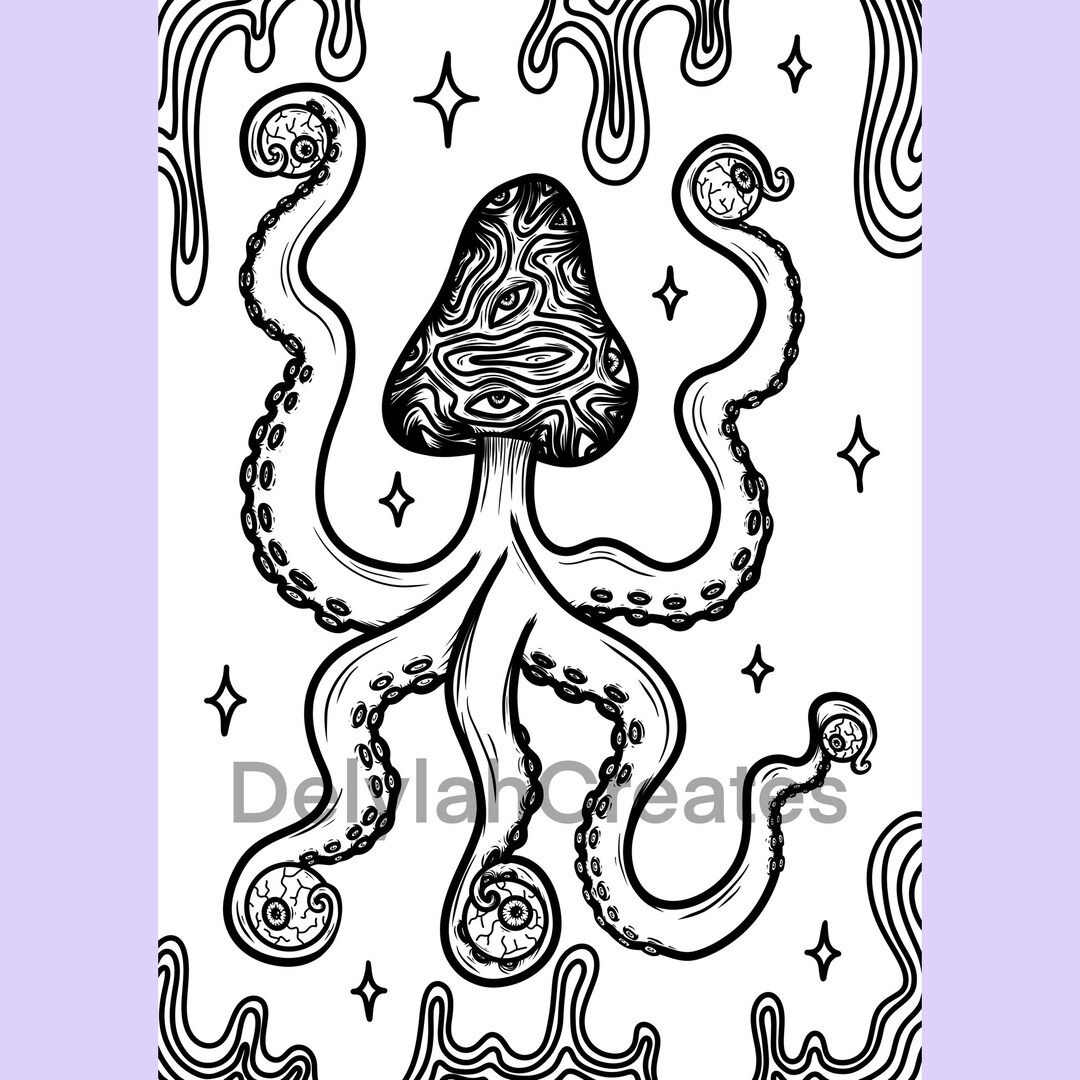 Printable Coloring Page, Trippy Printable Coloring Page , Digital ...